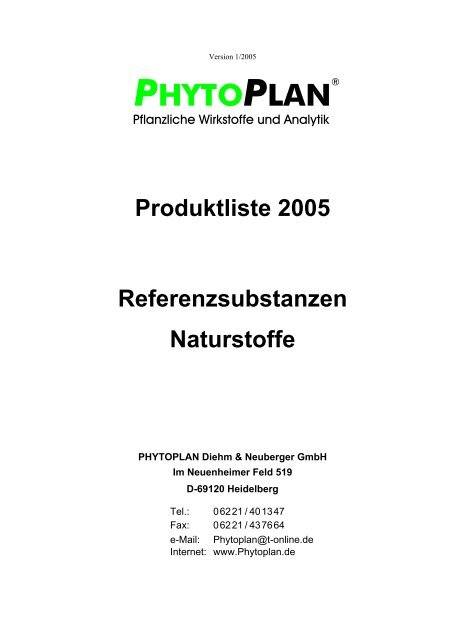 Katalog Naturstoffe - Phytoplan