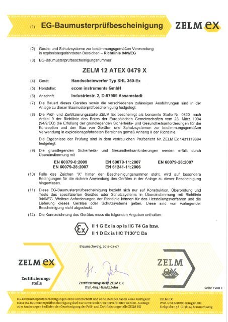 ZELM 12 ATEX 0479 X - ZELM ex