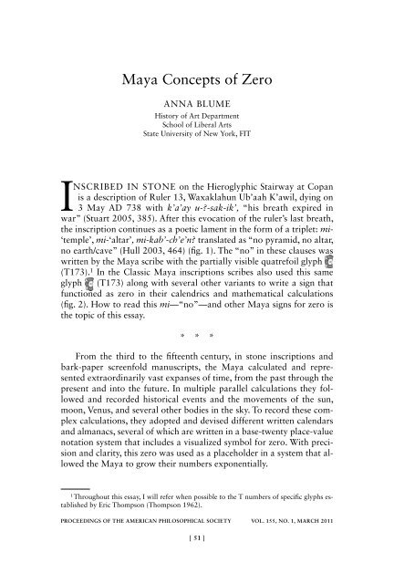 Maya Concepts of Zero - American Philosophical Society