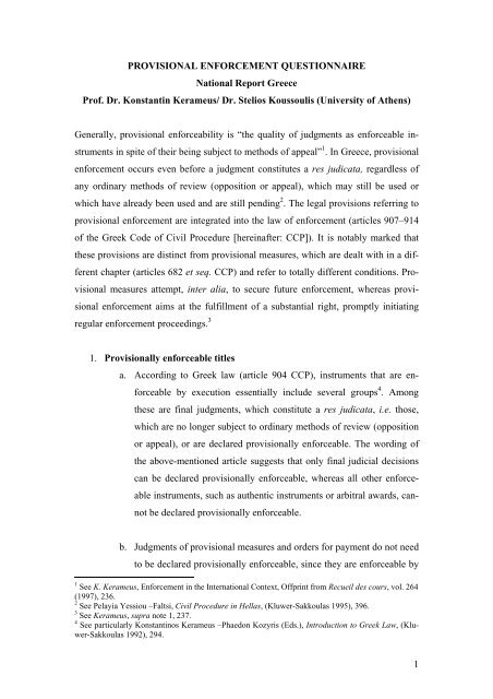 1 PROVISIONAL ENFORCEMENT QUESTIONNAIRE National ...