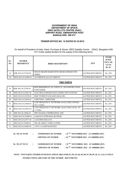 government of india department of space isro satellite centre (isac)