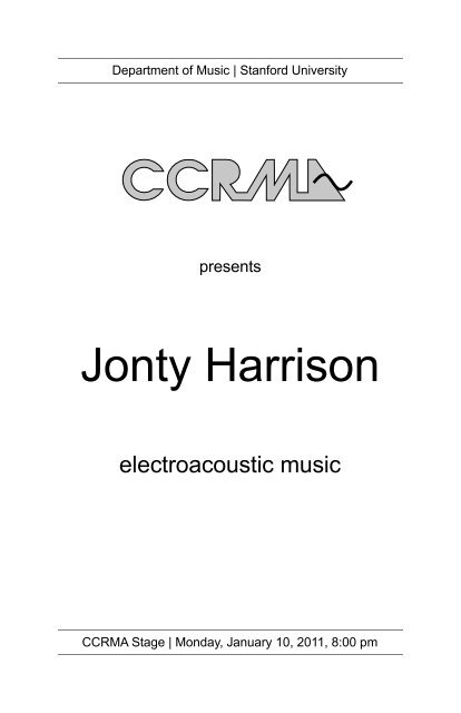 Jonty Harrison - CCRMA - Stanford University