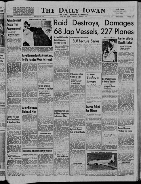 August 1 - The Daily Iowan Historic Newspapers - University of Iowa