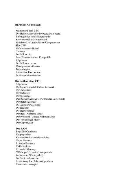 Hardware-Grundlagen Mainboard und CPU Die Hauptplatine ...