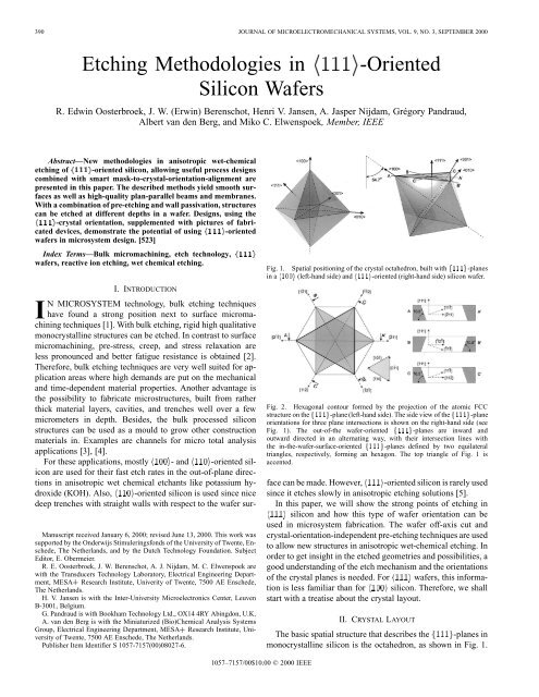 Etching methodologies in -oriented silicon wafers ...