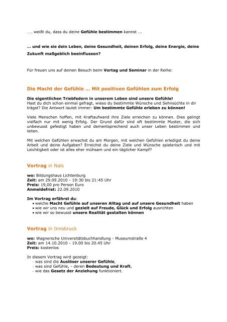 Die Macht der Gefühle … Mit positiven Gefühlen ... - Eleonora & Paul Die Macht der Gefühle … Mit positiven Gefühlen ... - Eleonora & Paul