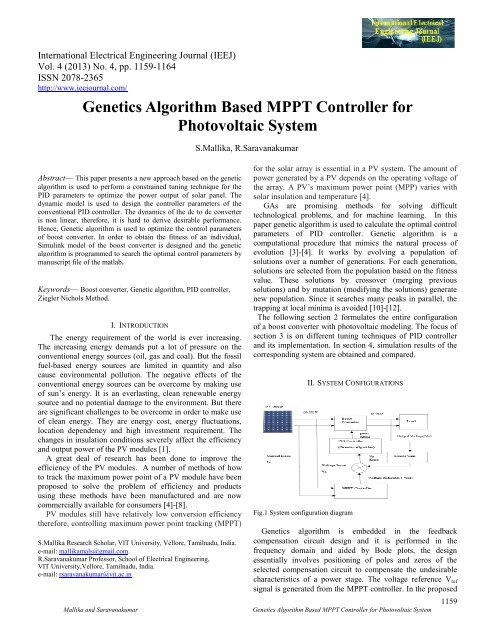 Genetics Algorithm Based MPPT Controller for Photovoltaic System