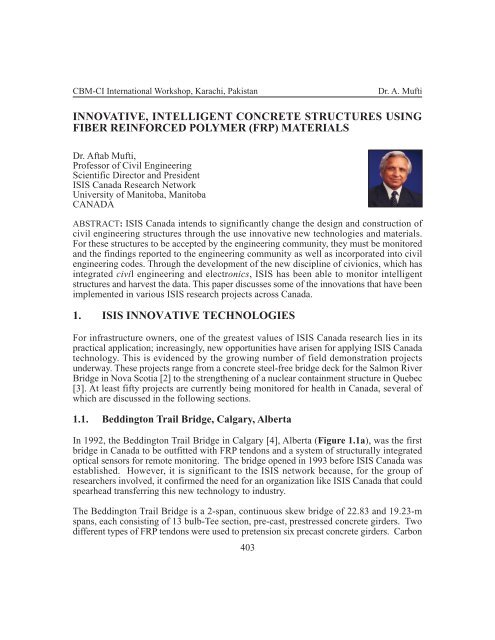 innovative, intelligent concrete structures using fiber reinforced