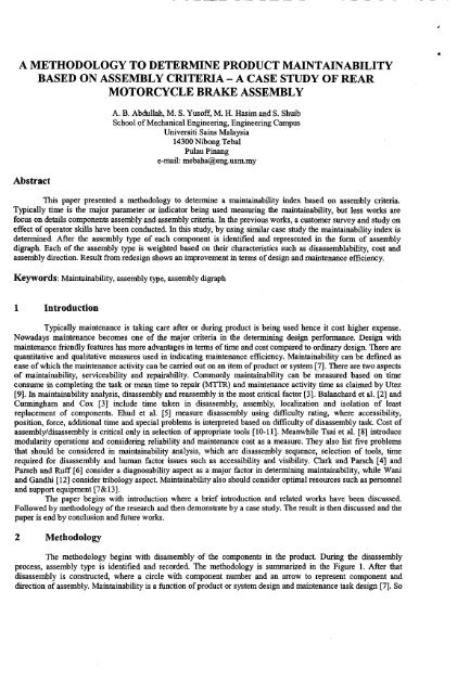 A Methodology To Determine Product Maintainability