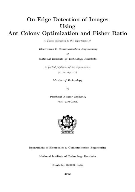 On Edge Detection Of Images Using Ant Colony Ethesis