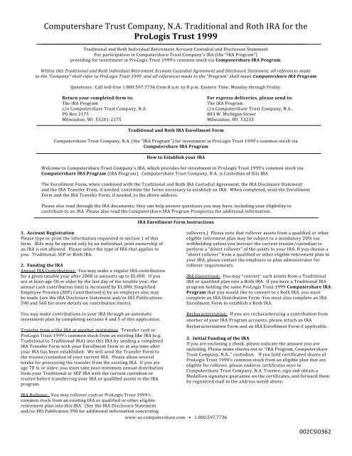 Computershare Trust Company, NA Traditional and Roth IRA for the ...