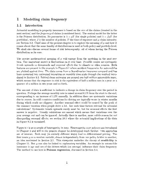1 Modelling Claim Frequency 11 Introduction Actuarial Modelling In