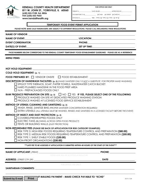 Permit Application - Kendall County Health Department