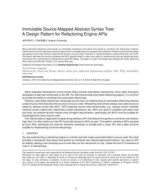 Immutable Source Mapped Abstract Syntax Tree A Design Pattern