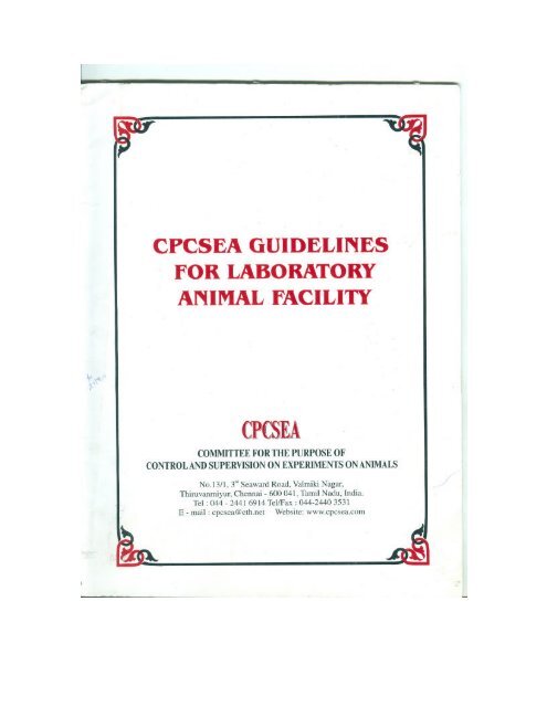 CPCSEA Guidelines for Laboratory Animal Facility - Indian Council ...