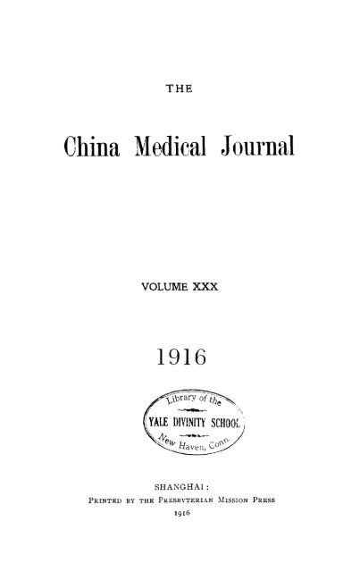 China Medical Journal - Yale University Library Digital Collections