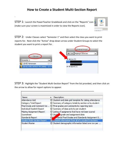 How to Create a Student Multi-Section Report