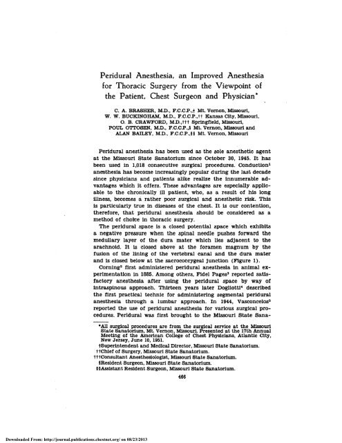 Peridural Anesthesia An Improved Anesthesia For Thoracic Surgery 7981