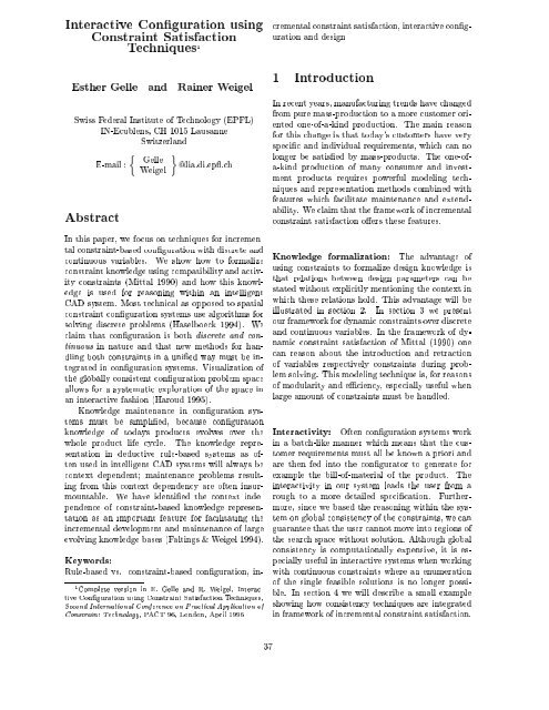 Interactive Configuration Using Constraint Satisfaction Techniques