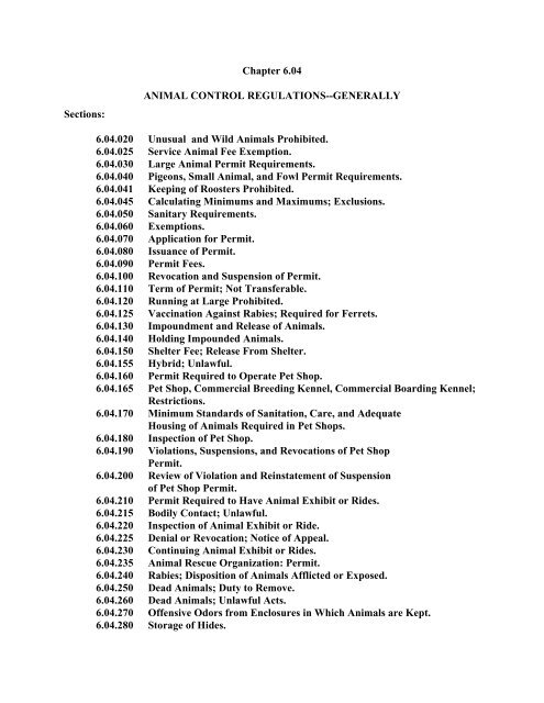 Animal Control Regulations - City of Lincoln & Lancaster County ...