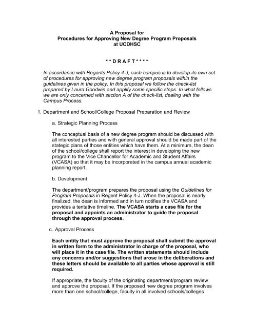 A Proposal for Procedures for Approving New Degree Program ...