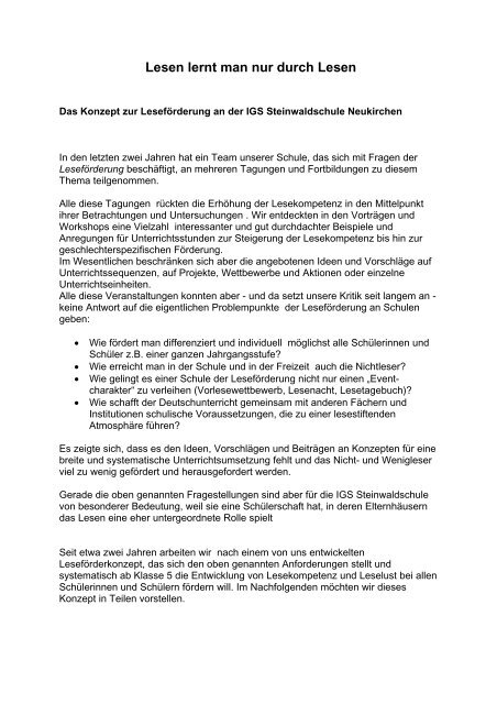Rubrik Leseverständnis Weiterführende Schule