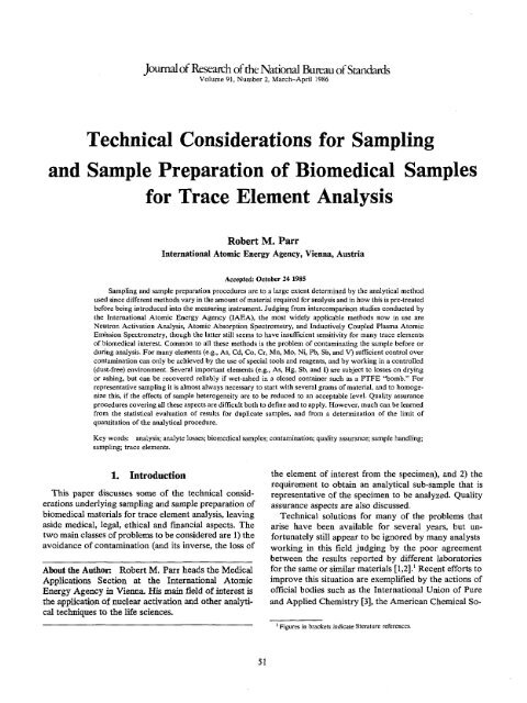 technical considerations for sampling and sample preparation of ...
