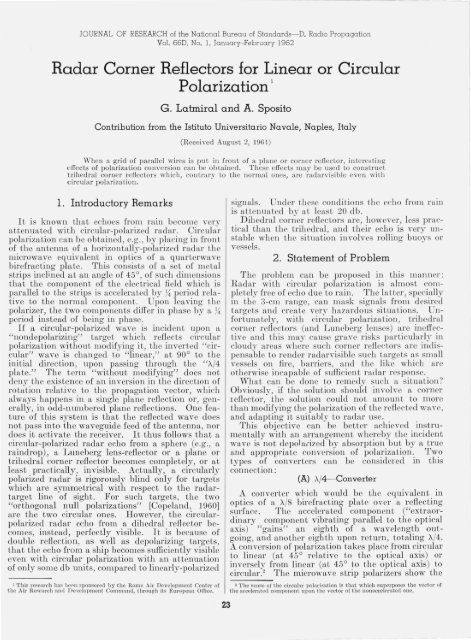 Radar corner reflectors for linear or circular polarization