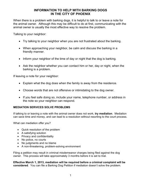 Barking Dog Petition - City of Phoenix