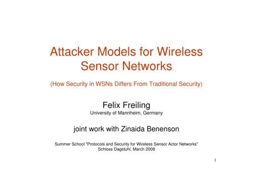 Attacker Models For Wireless Sensor Networks Pi1