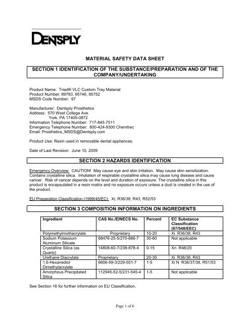 Triad® VLC Custom Tray Material - DENTSPLY Prosthetics