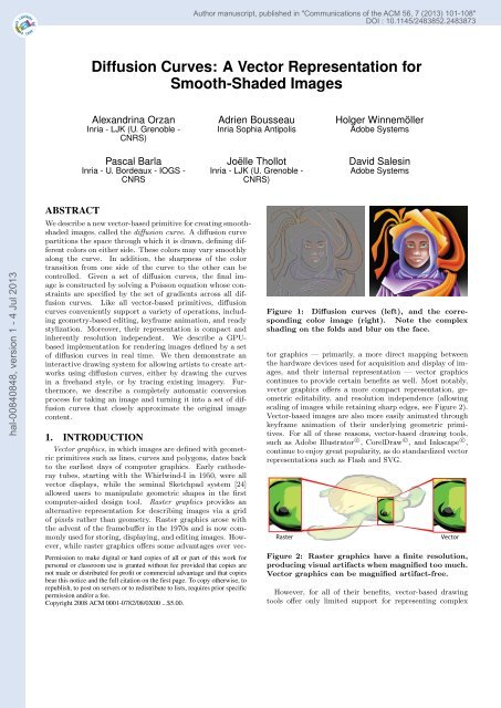 Diffusion Curves: A Vector Representation for Smooth-Shaded Images