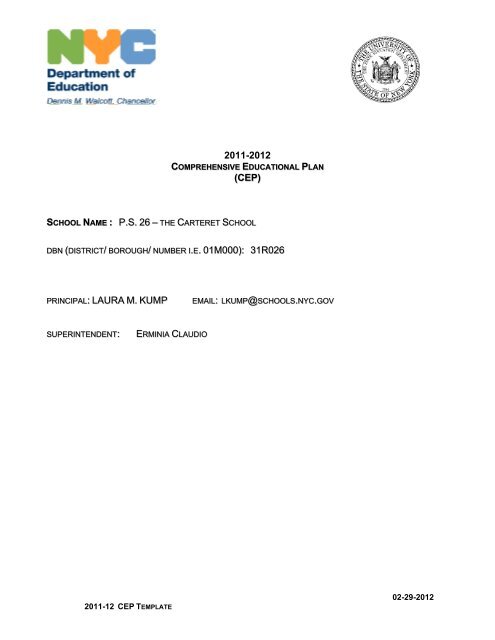 Comprehensive Educational Plan 2011-2012 - New York City ...