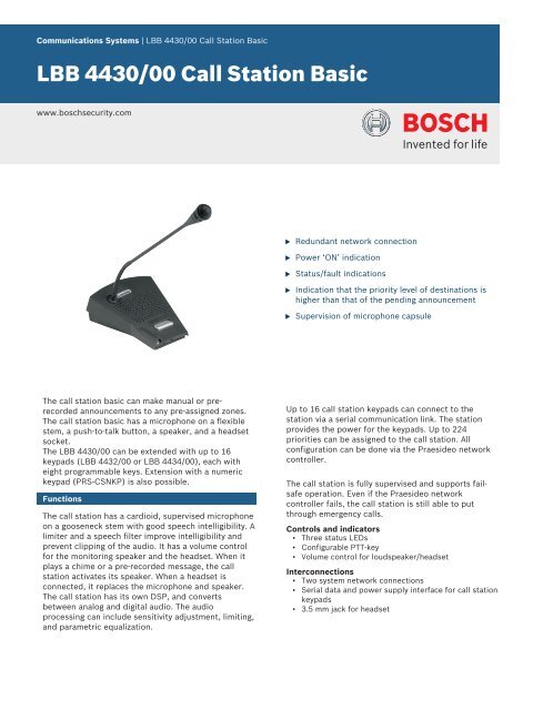 LBB 4430/00 Call Station Basic