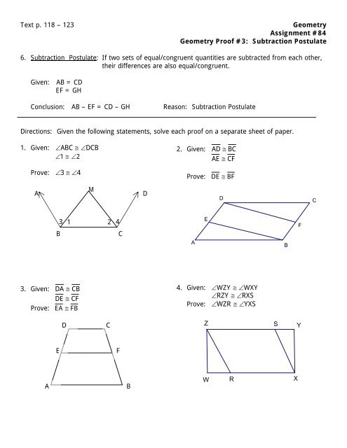 Geometric Proofs Sheet