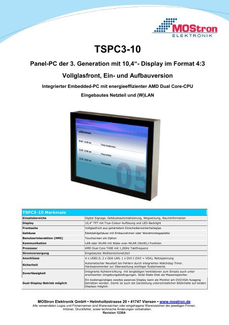 Datenblätter TSPC-Serie von Mostron - Omni Ray AG