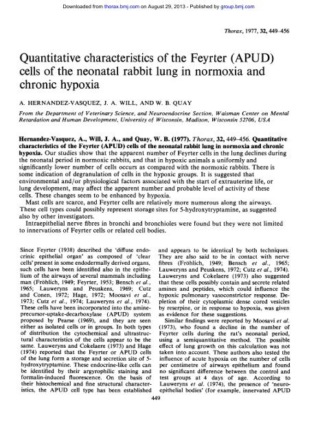 Quantitative characteristics of the Feyrter (APUD) cells of ... - Thorax