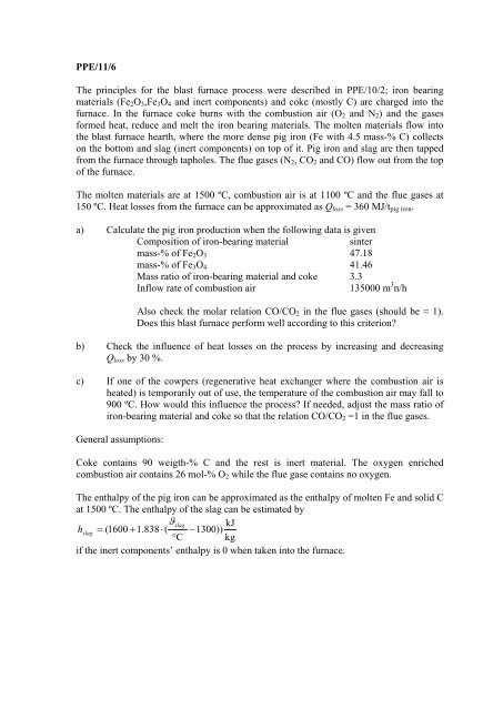 PPE/11/6 The principles for the blast furnace process were ...