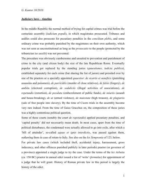 Judiciary laws – timeline