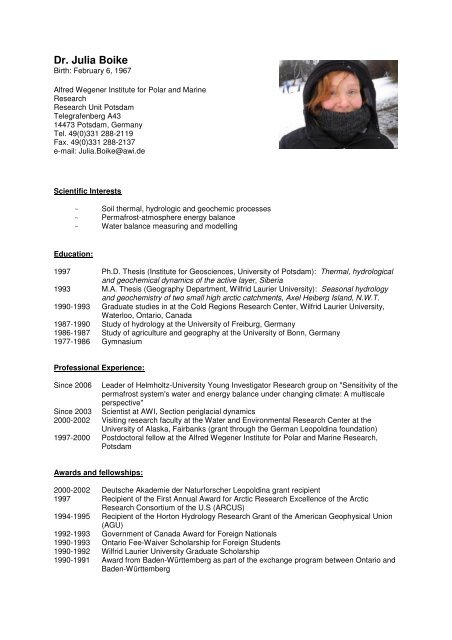 Dr. Julia Boike - AWI