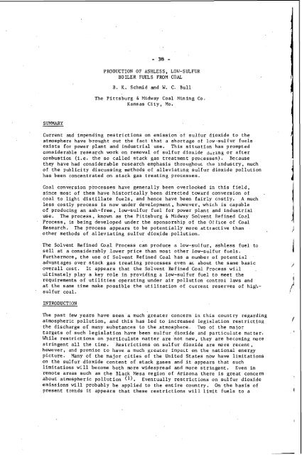 production of ashless, low_sulfur boiler fuels from coal - Argonne ...