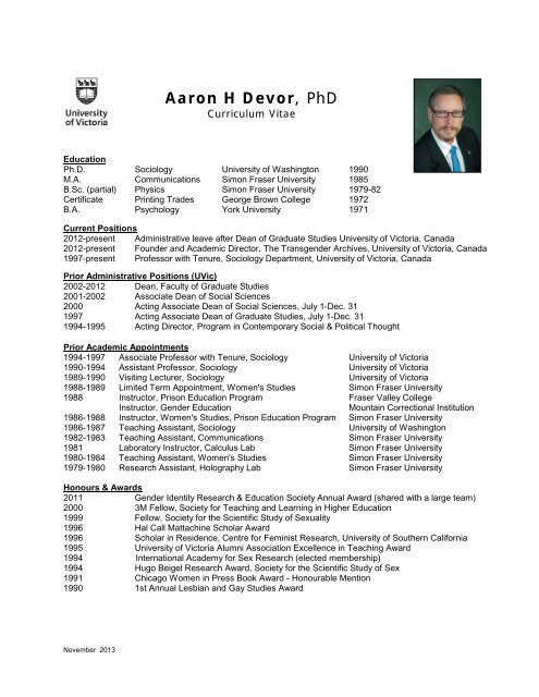 Full cv - University of Victoria