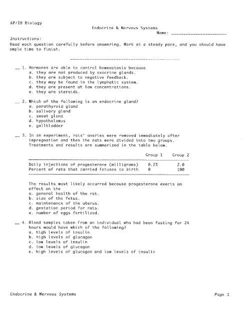 Ap Plants I Practice Testpdf