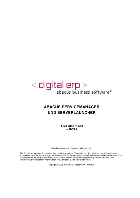 Arbeiten mit ABACUS ServiceManager 1 - ABACUS Research AG