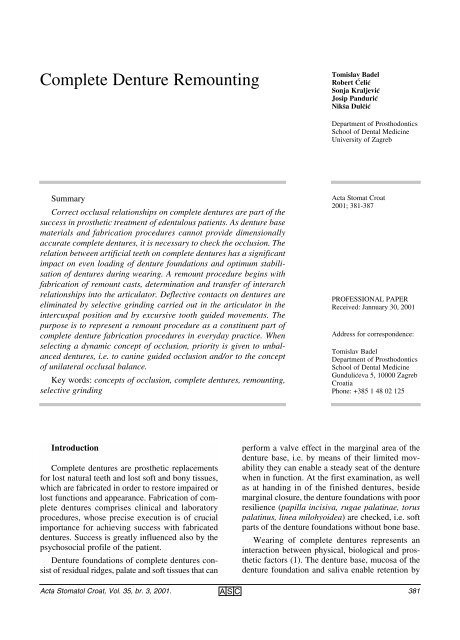 Complete Denture Remounting