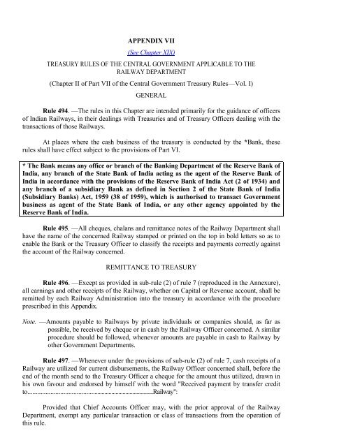 APPENDIX VII - Indian Railway