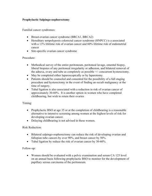 Prophylactic Salpingo-oophorectomy