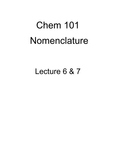 Chem 101 Nomenclature