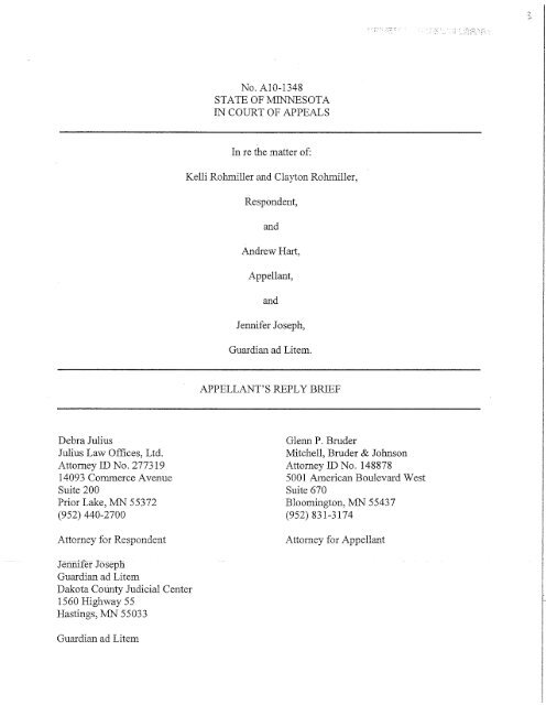 appellant's reply brief - Minnesota.gov