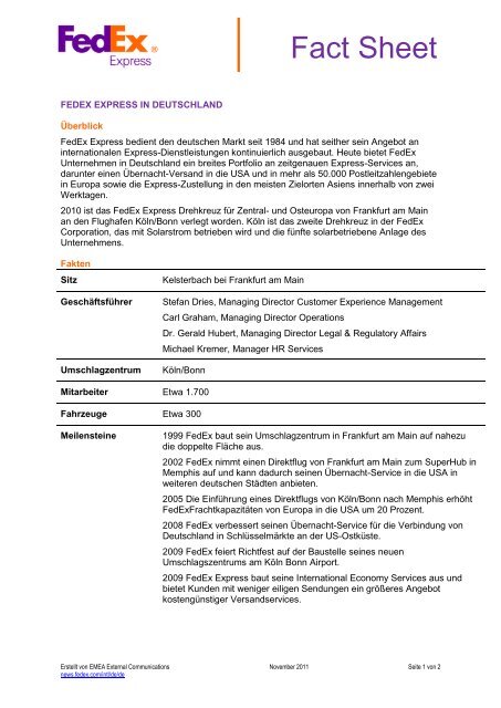 Fact Sheet - News | FedEx